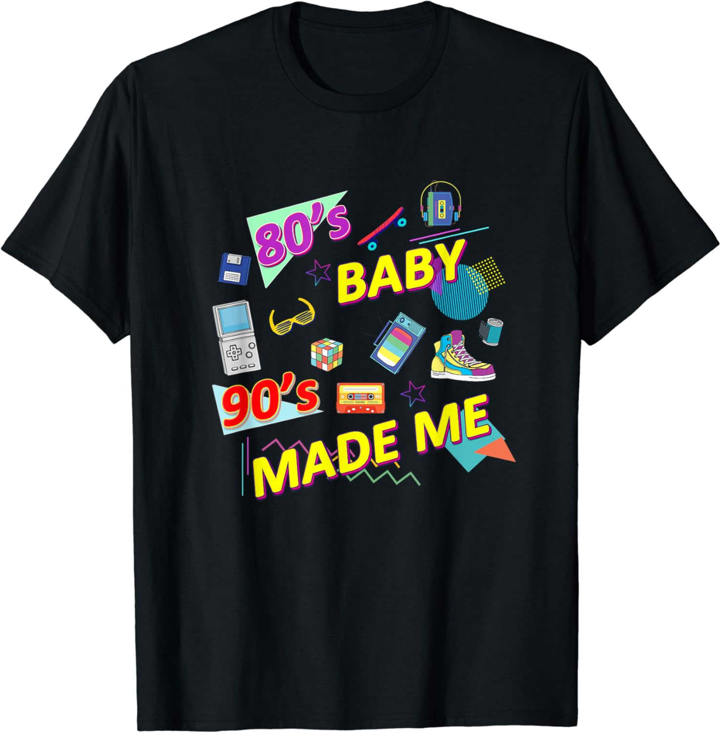 Nostalgia Retro vintage 1980s 80's Baby 1990s 90's Made Me T-Shirt : Amazon.co.uk: Fashion